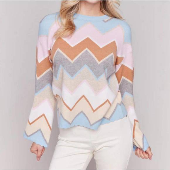 CHARLIE B | Sweaters | New Charlie B Chevron Stripe Bell Sleeve Sweater ...